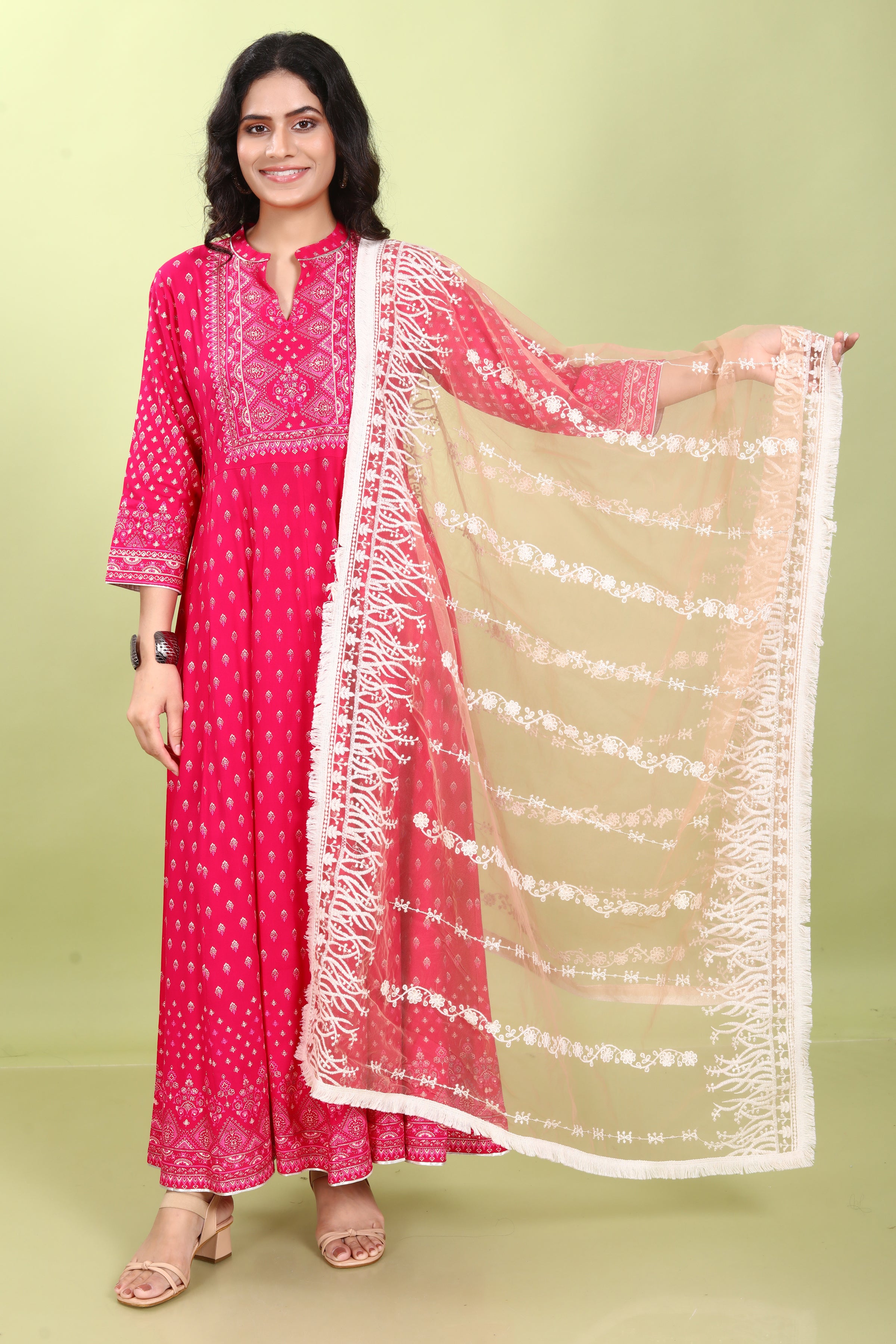 Light Brown Net Embroidered Dupatta – Cotton Culture